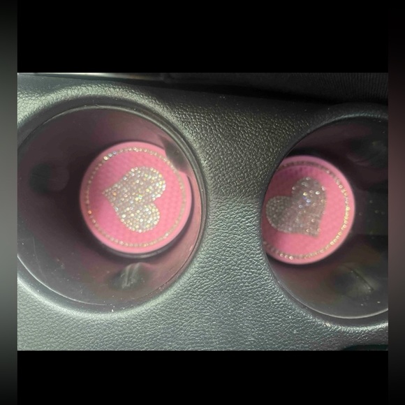 Accessories | Pink Heart Rhinestone Car Coaster Set | Poshmark